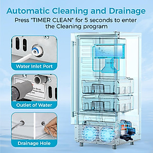 COWSAR Commercial Ice Maker Machine, Nugget Ice, 66lbs/24H Stainless Steel Under Counter Ice Maker, Self-Clean&24H Timer, Commercial Nugget Ice Machine with LCD Display, Ideal for Bar/Cafe/Restaurant
