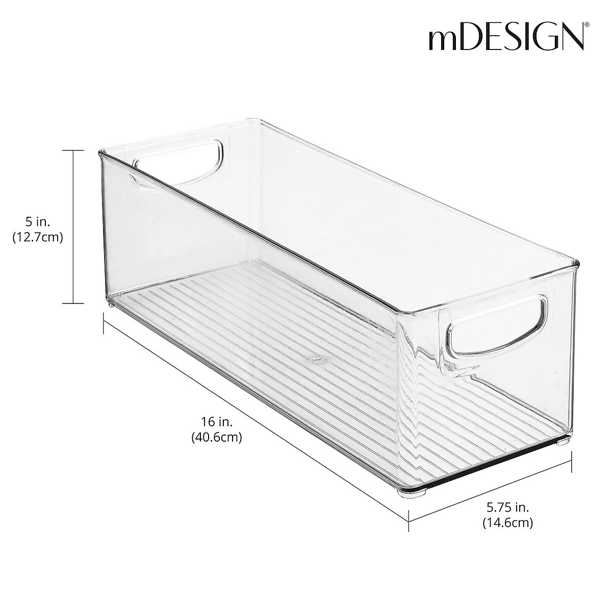 mDesign Plastic Toiletry Organizer for Bathroom - Storage Holder Bin w/Handles for Vanity, Drawers, Dresser - Holds Hair Products, Makeup, Lotion, Skincare and More - Ligne Collection - Clear