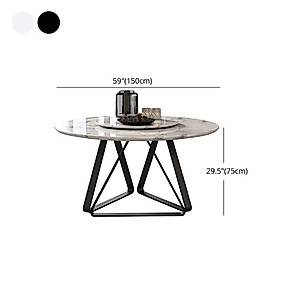 LAKIQ Marble Round Dining Table with Lazy Susan Modern Round Pedestal Dining Table Nordic Kitchen Dining Room Table with 3 Legs for Small Space-Table Only (Black Lazy Susan,59.1"L x 59.1"W x 29.5"H)
