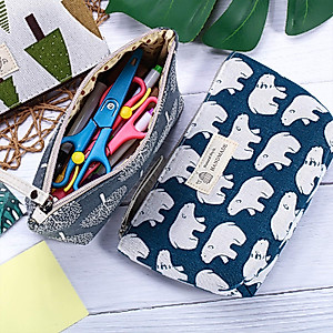 8 Pieces Canvas Cosmetic Bags Printed Small Makeup Bag Multi Function Travel Organizer Pouch Purse with Zipper for Women Girls Fall Vacation Travel Toiletry Bag Christmas Birthday Gift, 8 Styles