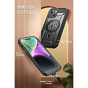 SUPCASE Unicorn Beetle Pro Mag Case for iPhone 14 Plus 6.7", Compatible with MagSafe Full Body Rugged Case with Built-in Screen Protector & Kickstand & Belt-Clip (Black)