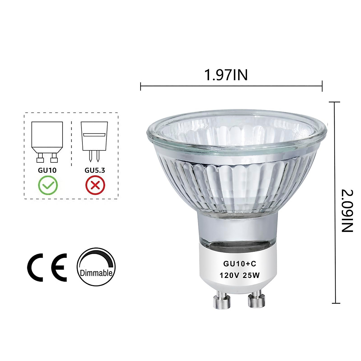 AHEVO Halogen 25W 120V NP5 Candle Warmer Bulb, GU10 Halogen 120V 25W MR16 Glass Cover Bulb, Replacement for Wax Burner, Tart Burner, Fragrance Melt, MR16 JDR Dimmable, 2700K Warm White (Pack of 4)