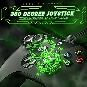 YUYIU 【Upgraded Wired Controller for Xbox Series X|S, Xbox One, Windows 10 and above, PC Controller with 3.5 mm Audio Jack, Black