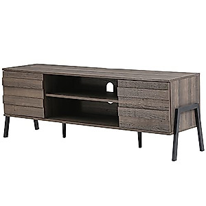 WAMPAT Mid Century Modern TV Stand for 65 Inch TV, Wood TV Console Table with Storage Cabinet, Entertainment Center for Living Room, 60 Inch, Espresso