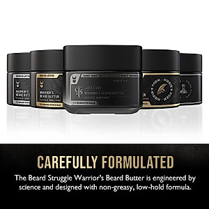 The Beard Struggle Warrior’s Beard Butter Aesir's Triumph - Platinum Collection - Non-Greasy Low-Hold Formula, Luxurious Cologne-Grade Fragrances 100% Natural - 50g / 1.76 US. oz. Warrior-Glass Jar