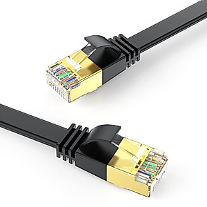 URELEGAN Cat 8 Ethernet Cable 1 FT 2-Pack, Heavy Duty High Speed Flat Internet Cable, 40Gbps 2000Mhz with Gold Plated RJ45 Connector LAN Cable for Router, Modem, Gaming, PC, Laptop, Smart TV
