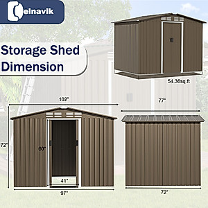 Rwnnad 8'X6' Outdoor Metal Storage Shed Waterproof, Shed Storage House with Double Doorknobs and Air Vents Waterproof Sheds Cabinet for Patio and Outside