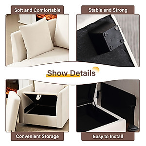 JMYMRY Modular Sectional Sofa, Convertible U Shaped Sofa Couch with Storage, Flexible Modular Combinations Fabric Couch for Living Room, Beige