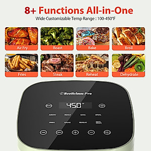 Beelicious Pro Air Fryer,Beelicious 8-in-1 Smart Compact 4QT Air Fryers,Shake Reminder,450°F Digital Airfryer with Flavor-Lock Tech,Tempered Glass Display,Dishwasher,Fit for 2-4 People,Avo Green