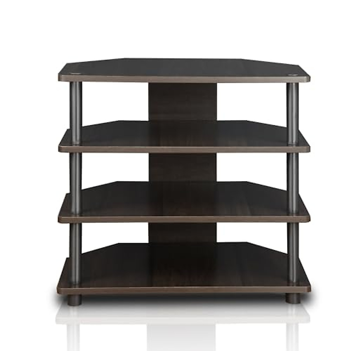 Furinno Turn-N-Tube Easy Assembly 4-Tier Petite Entertainment Center / TV Stand / TV Unit / TV Desk, Espresso/Grey