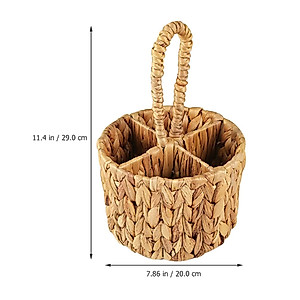 Kichvoe Cutter Woven Baskets Wicker Silverware Fork and Spoon Hand Woven Cutlery Holder Chopsticks Fork Storage Tray Storage Basket Chic Sundry Basket Utensil Drain Rack To Weave Hyacinth