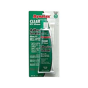 Dynatex 49204 RTV Silicone Adhesive Sealant, 450 Degree Maximum Temperature, 3 oz Carded Tube, Clear