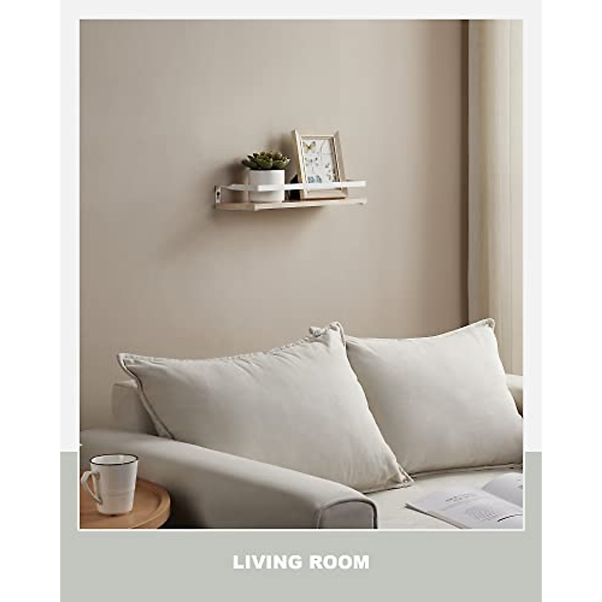 olysmto Floating Shelves, Bathroom Shelf with Paper Towel Holder Hair Dryer Rack, Kitchen Wall Organizer Storage Shelving - Maple Faux Wood