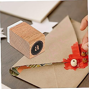 SEWACC 30pcs Alphabet Pocket Stamp Envelope Wax Stamp Embellishment Seal Stamper Diary and Scrapbooking Stamp Letter Stamp Letter Decor Wooden Stamps Wood Alphabet Stamps DIY Craft Stamps