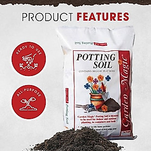 Michigan Peat 20 Pound Bag of Garden Magic General Purpose Moisture Retaining Potting Soil Mix for Indoor and Outdoor Planting