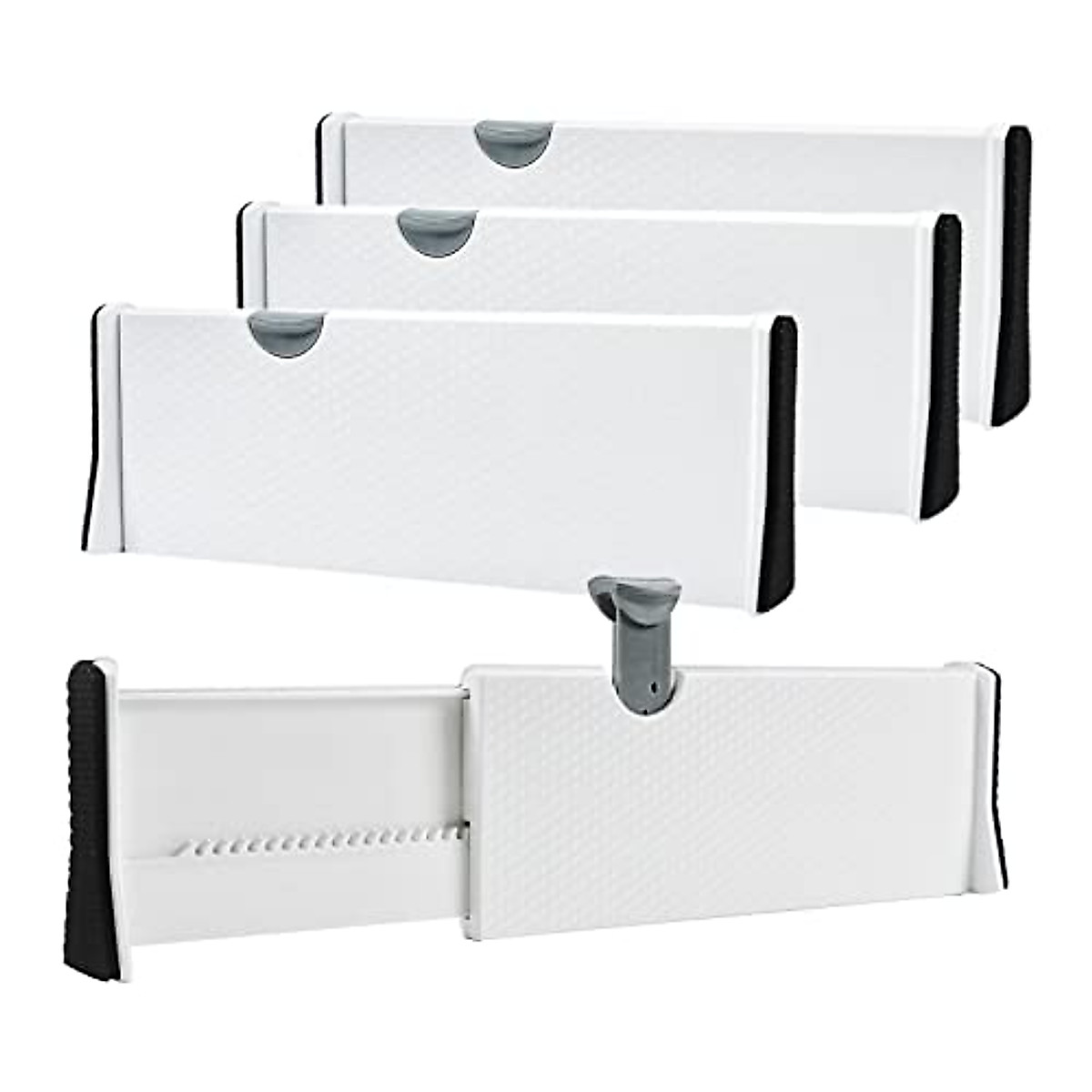 KIKILIE Extra Long Drawer Divider Expandable 15-21 Inch, 3 Pack Kitchen Drawer Divider Organizer, Adjustable Dresser Drawer Dividers, Multifunctional Drawer Organizers for Clothes,Silverware,Makeup