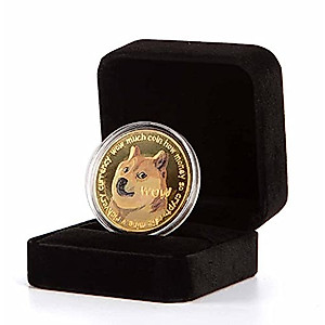 Gold Dogecoin Coin Doge Commemorative Coin Crypto Currency 2021 Limited Edition Collectible Coin with Display Case