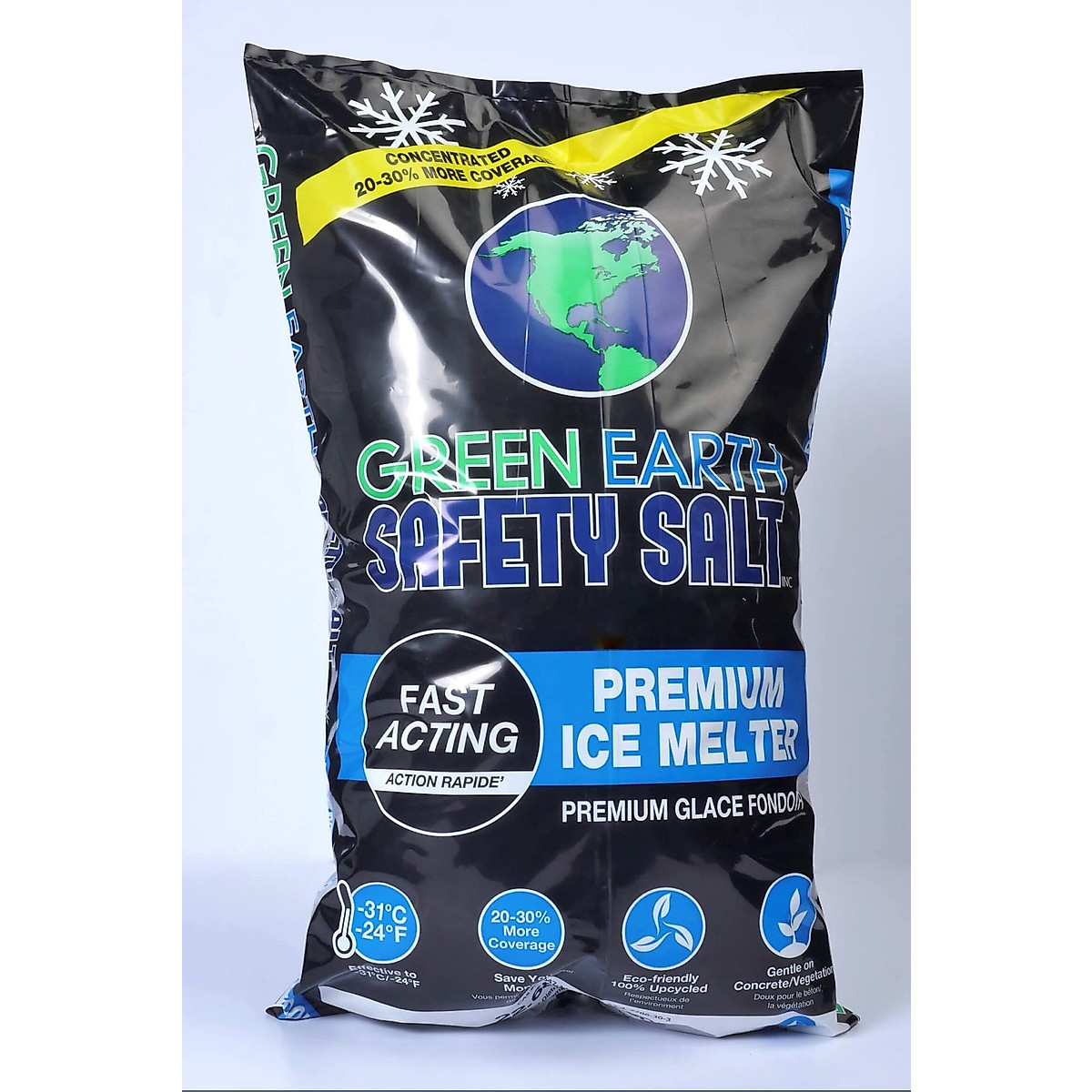 Green Earth Premium Fast Acting Ice Melter Lawn and Garden Friendly Ice Melt Refill Pack, 1 9lb shaker jug 1 25lb bag