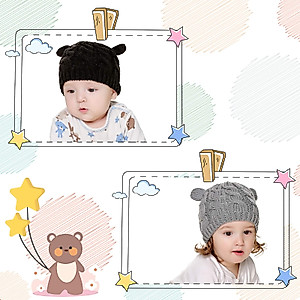 Unisex Baby Toddler Hat and Mitten Set Winter Knitted Thick Warm Beanie Cap Gloves for Infant Boys Girls (Pink, 0-3 Months)