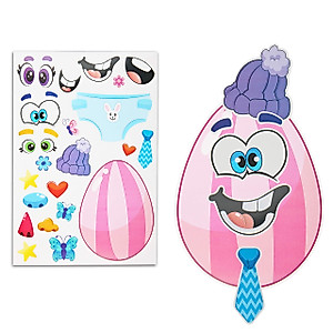JOYIN 36 Pieces Easter Make A Face Sticker Sheets with Easter Eggs Themed Make Your Own Mix and Match Stickers Sheets, Easter Kids Party Favor Supplies Crafts