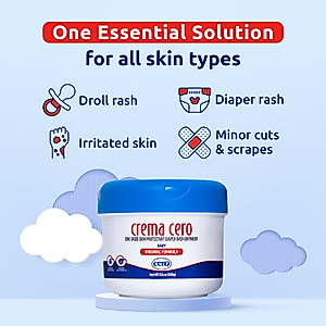 Crema Cero Diaper Rash Cream for Baby With Zinc Oxide – High-Strength Diaper Cream for Quick Relief and Protection – Hydrating and Soothing Baby Balm – 8.5 oz