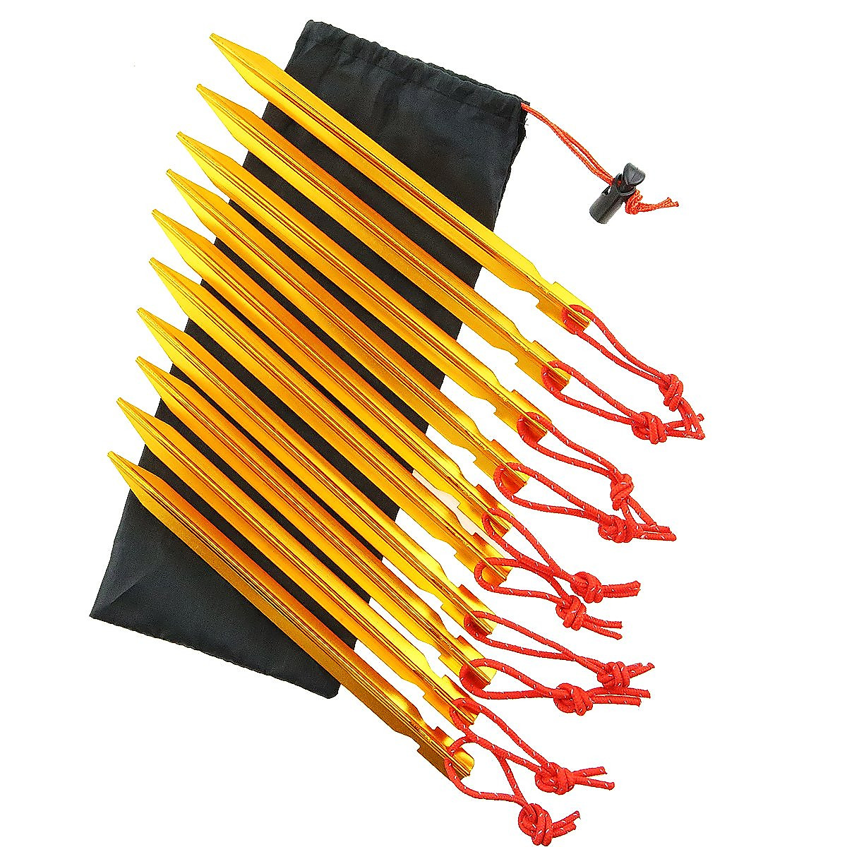 Set of 12 Tent Stakes Pegs Aluminium Alloy Stake 7 Inches with Reflective Rope and 4 Small Silica Gel O-ring for Camping Hiking backpacking Outdoor Activities