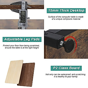 Computer Desk with 4 Tier Storage Shelf- 47 Inch Home Office Table, Modern Steel Frame Wood Study Gaming Corner Desk Easy Assemble,Brown