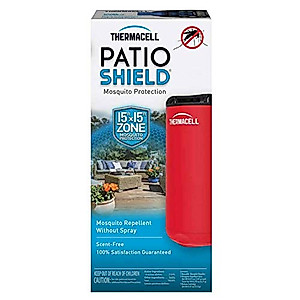 Thermacell Patio Shield Mosquito Repeller Glacial Blue Easy to Use Highly Effective Provides 12 Hours of DEET-Free Mosquito Repellent Scent-Free No Spray No Smoke & Cordless, Red