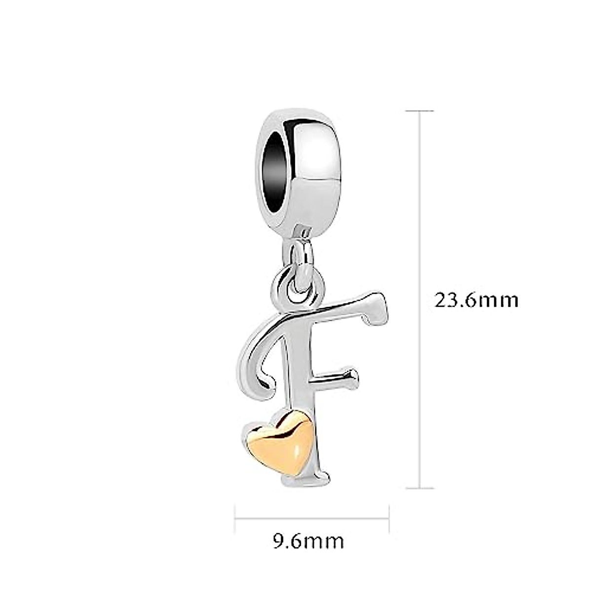 SBI Jewelry Heart Sparkling Initial F Letter Dangle Charm Compatible with Pandora Charms Bracelets Personalized Gifts