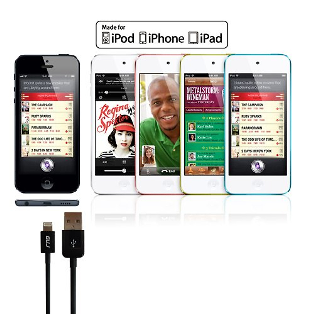 RND Apple Certified Lightning to USB 1.5FT Cable for iPhone (Xs, XS Max, XR, X, 8, 8 Plus, 7, 7 Plus, 6, 6 Plus, 6S, 6S Plus) iPad (Pro, Air, Mini) and iPod (1.5 feet/.5 Meter/Black)