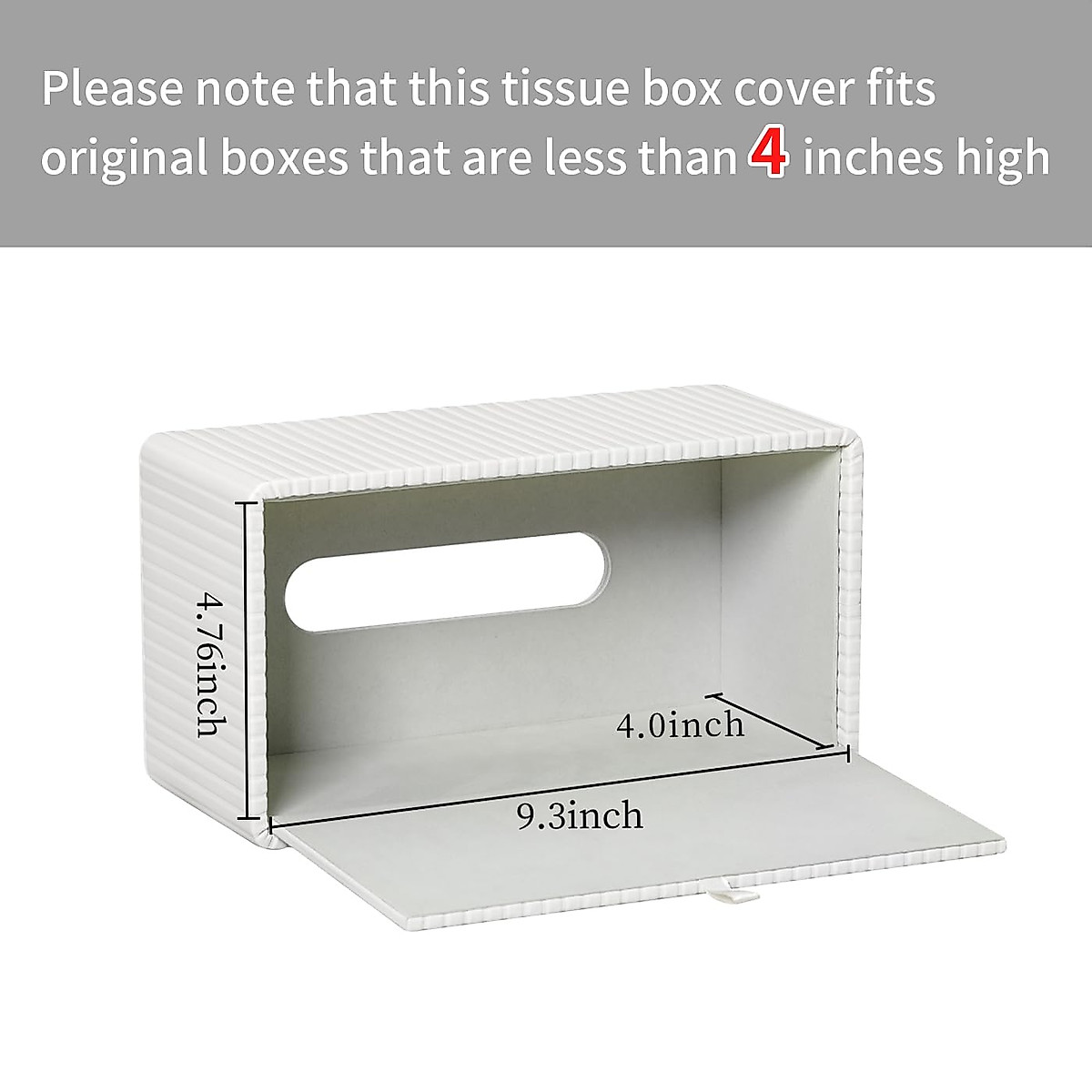 MEIBOOCH Tissue Box Cover Stylish PU Leather Rectangular Tissue Box Holder with Magnetic Bottom Cover for Bathroom Bedroom or Office (Cream-White)