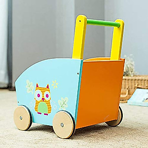 labebe - Baby Walker, Kid Shopping Cart Walker, Push Toy for 1-3 Years Old, Infant Wooden Walker, Sit to Stand Learning Walker, Toddler Outdoor Activity Walker, Children Walker Toy with Wheels-Owl