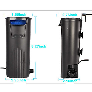 Aquarium Turtle Filter Waterfall Flow Water Clean Pump Bio-Filtration for Reptiles Tank Low Level Waterfall Filter for Small Fish Tank Turtle Tank Shrimp Amphibian Frog Crab (600L/H Aquarium Filter)