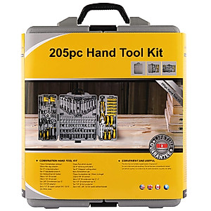 205 Piece Mechanics Tool Set, Socket Wrench Auto Repair Tool Pliers Combination Mixed Hand Tool Set Kit with Box Organizer Storage Case