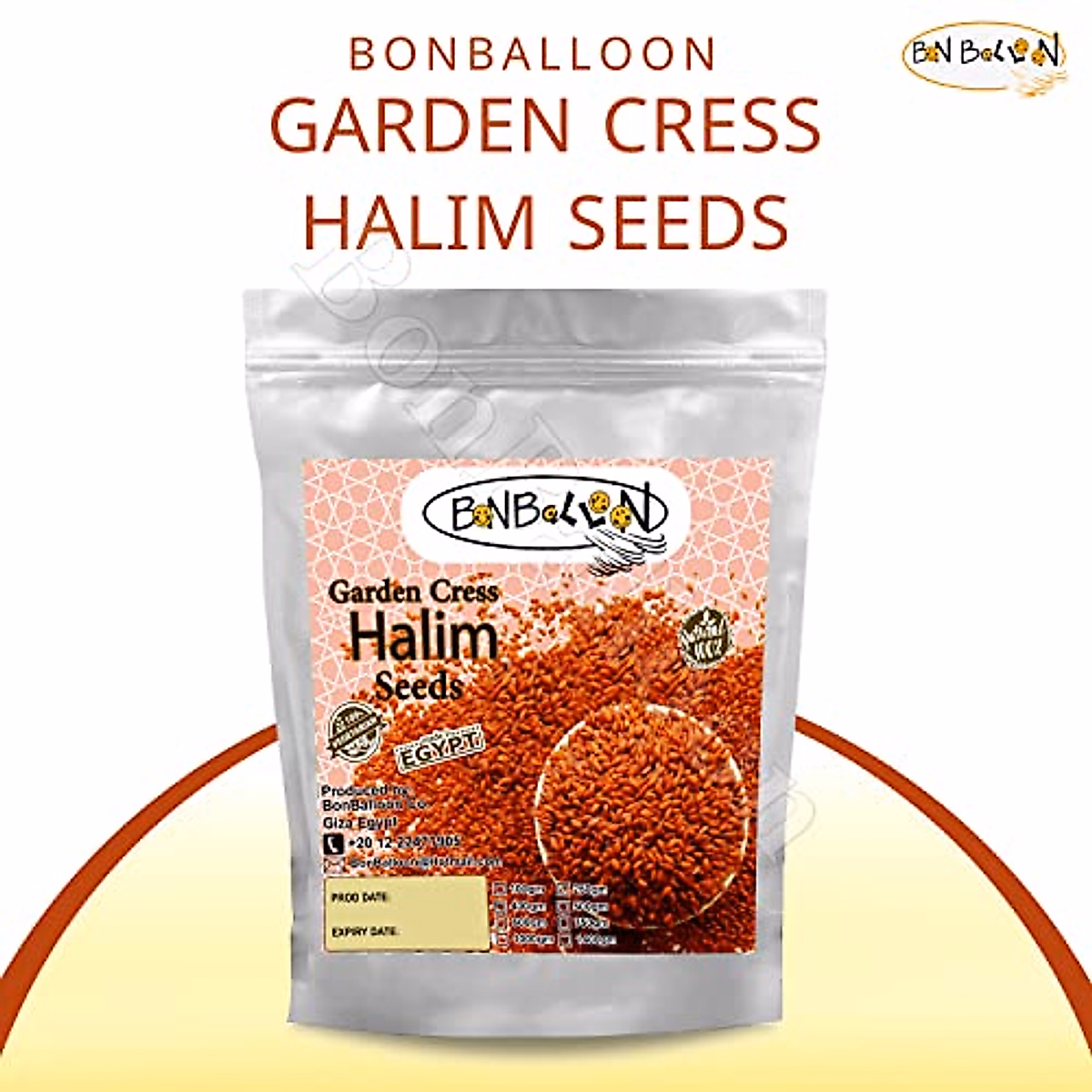 bonballoon ( 26.45 oz / 750 gm ) Organic Herbal Garden Cress Seed Seeds Lepidium Sativum Halim Chandrashoor Chandrasur Cresson De Fontaine For Agriculture & Health حب الرشاد, 26.45 Ounce / 750 gm