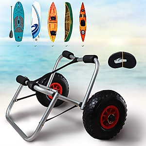 MorTime 27" Heavy Duty Kayak Cart, Universal Kayak Carrier for Floats, Kayak Tote Trolley Transport for Carrying Canoes