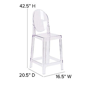 Flash Furniture Ghost Counter Stool with Oval Back in Transparent Crystal
