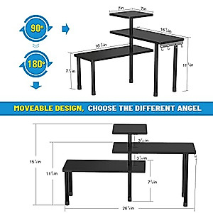 JayRex Countertop Corner Shelf, 3 Tier Moveable Organizer for Bathroom Counter, Make Up, Dresser Table, Desktop (Black)