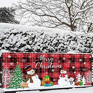 Buryeah 6 x 13 ft Christmas Banner Garage Door Decorations Large Garage Door Cover Christmas Photo Backdrop for Indoor Outdoor Home Holiday Party(Snowman Style)