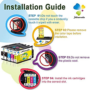JTM 711XL Compatible Ink Cartridge Replacement for HP 711 711XL CZ133A CZ129A Work with HP Designjet T120 T520 T530 Printer(4-Pack,1 Black,1 Cyan,1 Magenta,1 Yellow)
