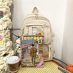 SHIDAI Kawaii Girl Cute Backpack Cute Aesthetic Backpack for School (Beige,ONE SIZE), DRF-1287