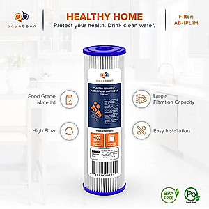 Aquaboon 1 Micron 10" x 2.5" Pleated Sediment Water Filter Cartridge | Universal Replacement for Any 10 inch RO Unit | Compatible with R50, 801-50, WFPFC3002, WB-50W, WHKF-WHPL, 4-Pack