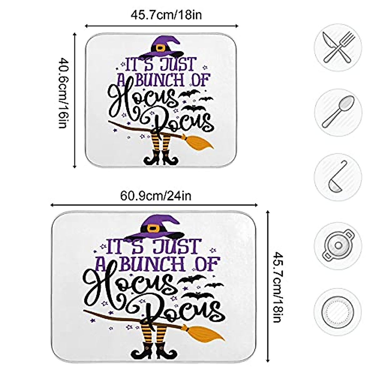 Halloween Quote Witch Dish Drying Mat Large It Is Just A Bunch Of Hocus Pocus Fast Absorbent Tableware Pad Baby Bottle Dish Drainer Mats Heat Resistant for Kitchen Sink Counter Decor 18 x 24 in