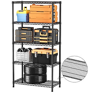 SINGAYE 5 Tier Adjustable Heavy Duty Storage Shelving Unit 1750LBS Shelves 18"D x 36"W x 71"H Black Industrial Garage Organizers