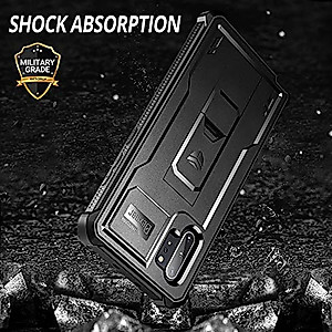 Dexnor for Samsung Galaxy Note 10+ Plus Case, [Built in Screen Protector and Kickstand] Heavy Duty Military Grade Protection Shockproof Protective Cover for Samsung Galaxy Note 10 Plus Black