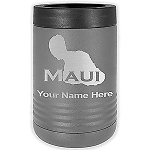 LaserGram Double Wall Insulated Beverage Can Holder, Maui Island, Personalized Engraving Included (Standard Can, Gray)