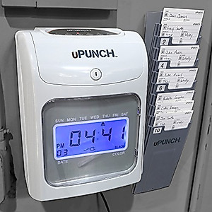 uPunch Calculating Time Clock Bundle with 200 Cards, 3 Ribbons, 2 Time Card Racks, & 2 Keys (HN4500)