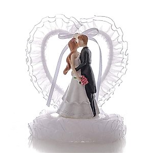 FULCLOUD 5.5inch Wedding Cake Toppers ,Romantic Bride Groom Love Cake Topper Figurines Resin Doll Ornaments ,Fun Cake Topper for Engagement Wedding Anniversary Decorations Gifts