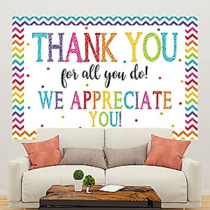 Ticuenicoa 5×3ft Thank You Banner Thank You for All You Do Backdrop We Appreciate You Graduation Background for Photography Thanks Party Decorations Appreciation Banner Retirement Photo Booth Props