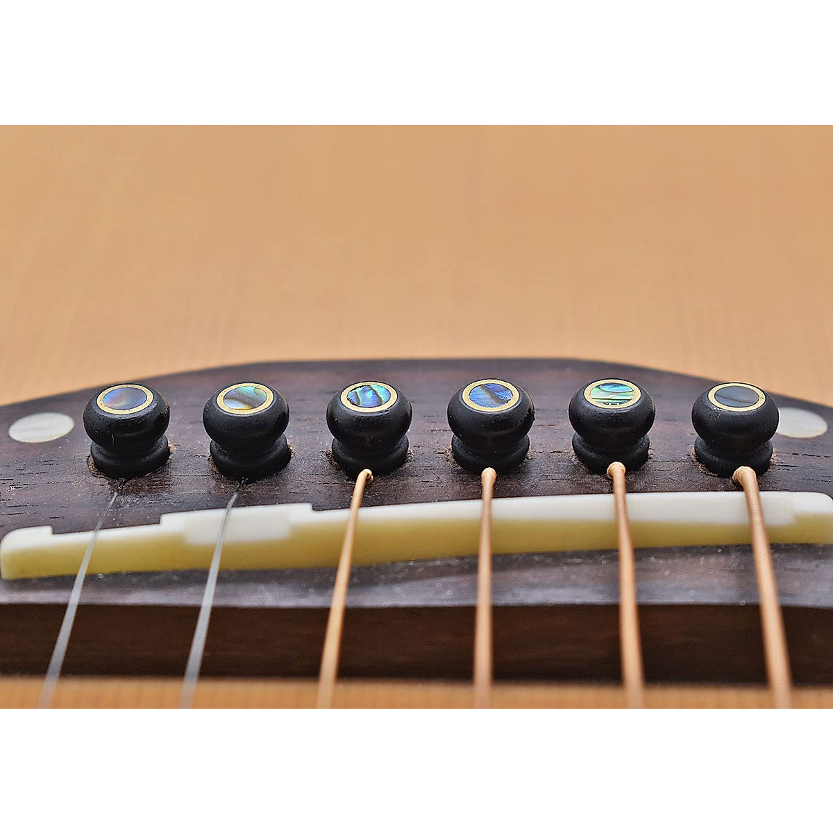Vencetmat Ebony Guitar Pins Inlaid Abalone Dot Acoustic Guitar Parts